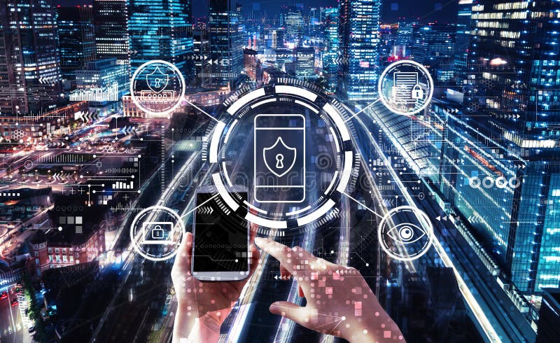 Data Privacy Concept with Person Using Smartphone Stock Image - Image ...