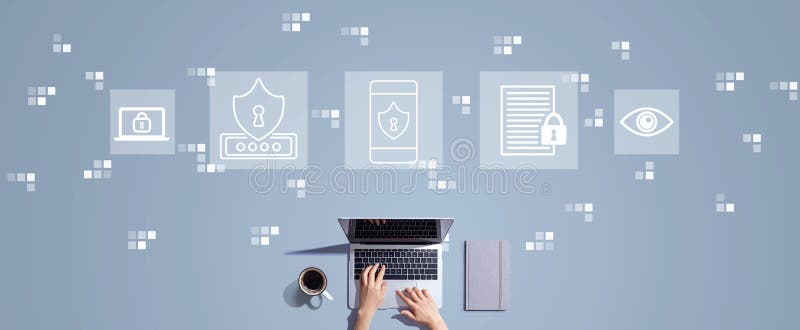 Data Privacy Concept with Person Working with Laptop Stock Image ...