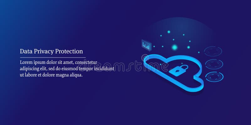 Data Privacy, Data Protection, GDPR, Cloud Security Concept. Isometric ...