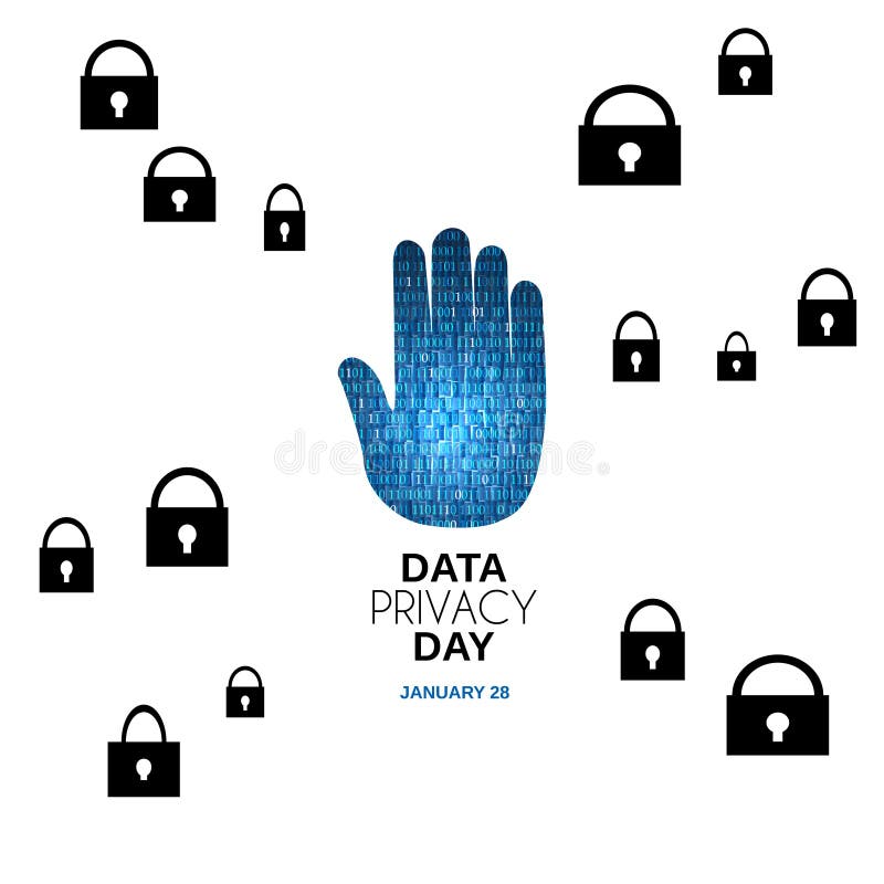 Data Privacy Day Abstract Bacground. Hand Stop with Locker Stock Vector ...
