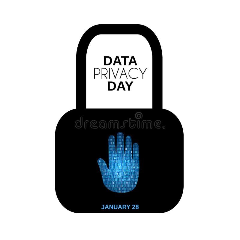 Data Privacy Day Abstract Bacground. Hand Stop with Locker Stock Vector ...