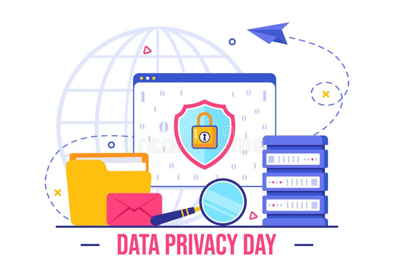 Data Privacy Day Vector Illustration Featuring a Lock on a Screen ...