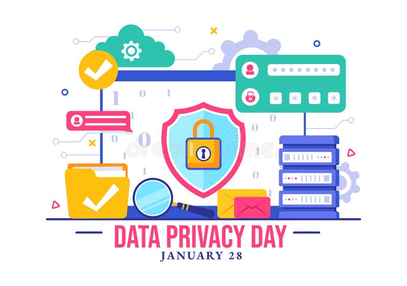Data Privacy Day Vector Illustration Featuring a Lock on a Screen ...