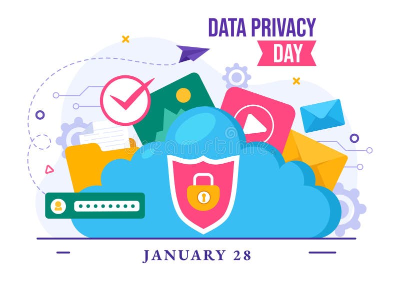 Data Privacy Day Vector Illustration on January 28 with Lock on the ...