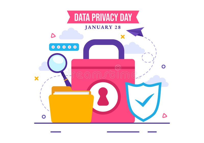 Data Privacy Day Vector Illustration on January 28 with Lock on the ...