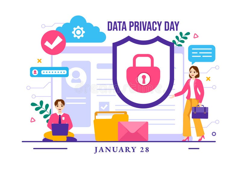 Data Privacy Day Vector Illustration on January 28 with Lock on the ...