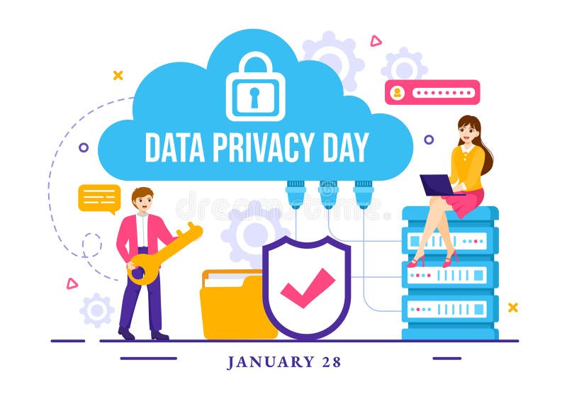 Data Privacy Day Vector Illustration on January 28 with Lock on the ...