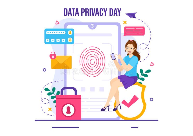 Data Privacy Day Vector Illustration on January 28 with Lock on the ...