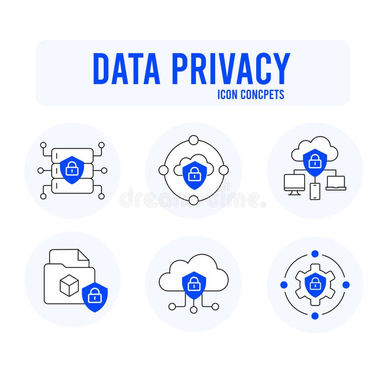 Data Privacy Icons.Data Compliance. Data Solutions. Data Regulations ...