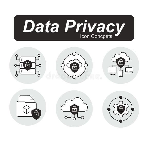 Data Privacy Icons.Data Compliance. Data Solutions. Data Regulations ...