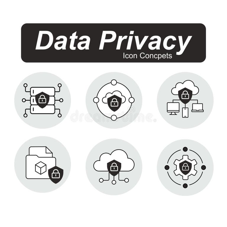 Data Privacy Icons.Data Compliance. Data Solutions. Data Regulations ...