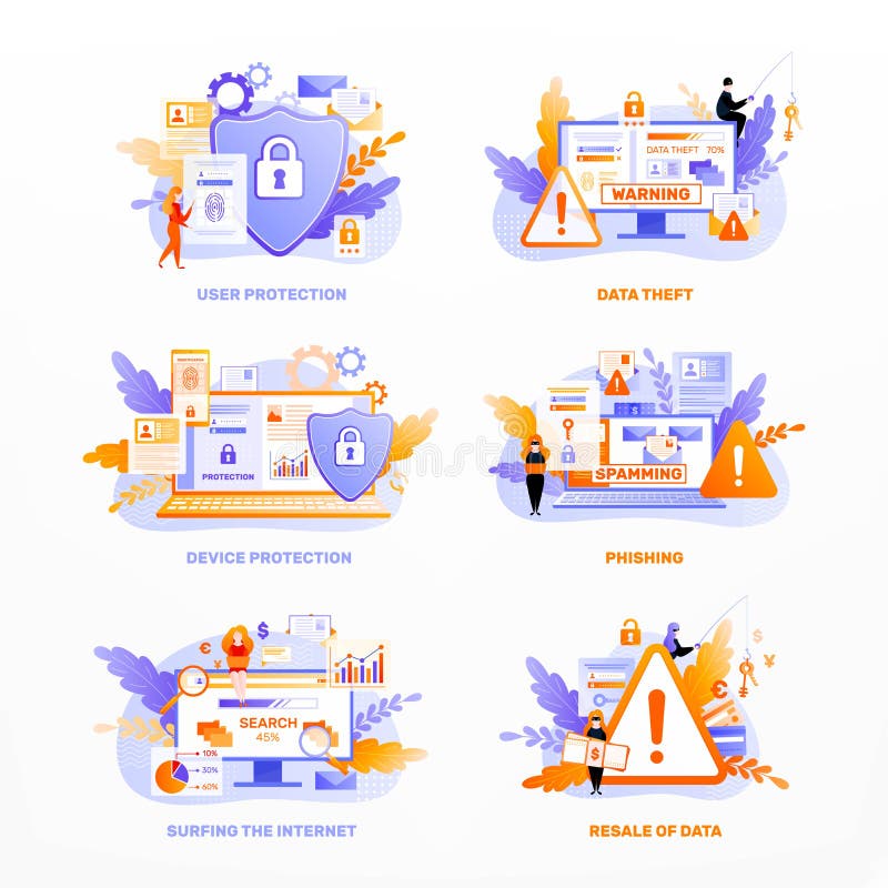 Data Privacy Icons Compositions Stock Vector - Illustration of device ...