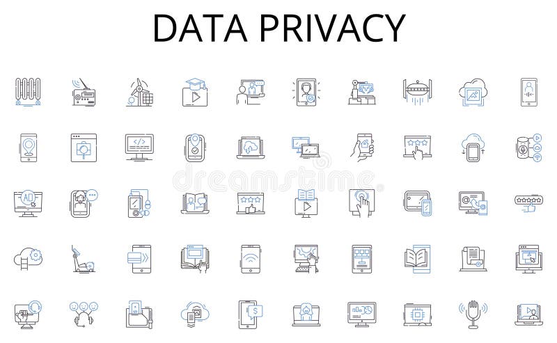 Data Privacy Line Icons Collection. Disruption, Advancement ...