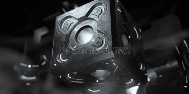 Abstract Concept of Sci-fi Block Cube Stock Illustration - Illustration ...
