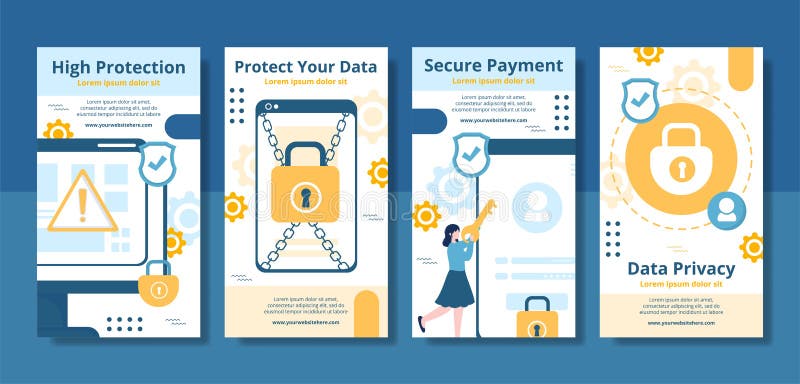 Data Privacy Social Media Stories Template Flat Cartoon Background ...