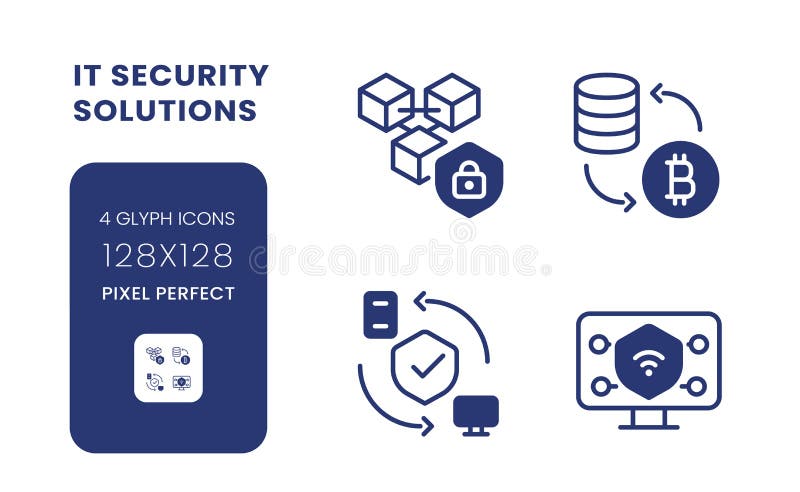 Data Privacy Solutions Black Solid Desktop Icons Pack Stock Vector ...