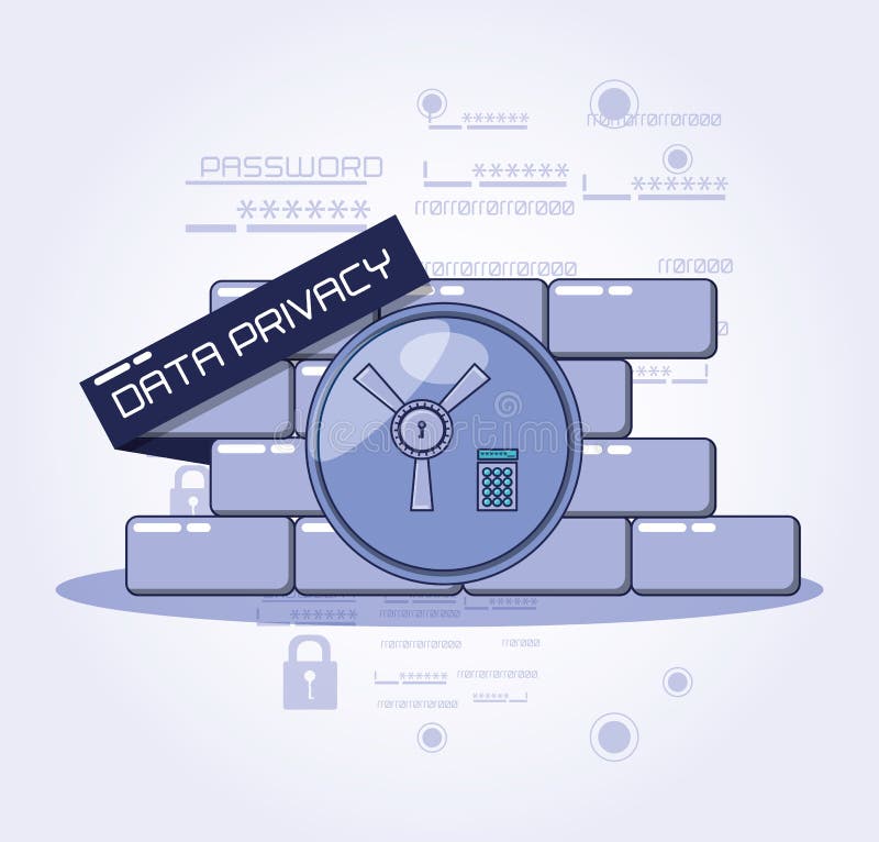 Data Privacy Technology Set Icons Stock Vector - Illustration of alert ...