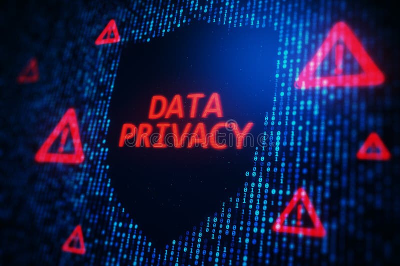 Data Privacy Warning in Digital Cyberspace. 3D Rendering Stock ...