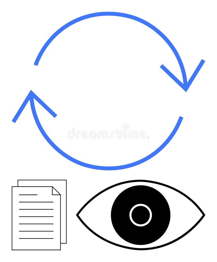 Data and Process Cycle with Review and Monitoring Icons Stock ...