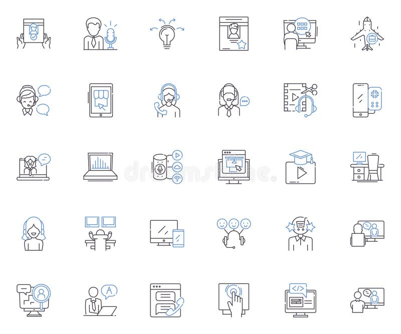 Data Process Line Icons Collection Analysis Big Data Integration Cleansing Extraction