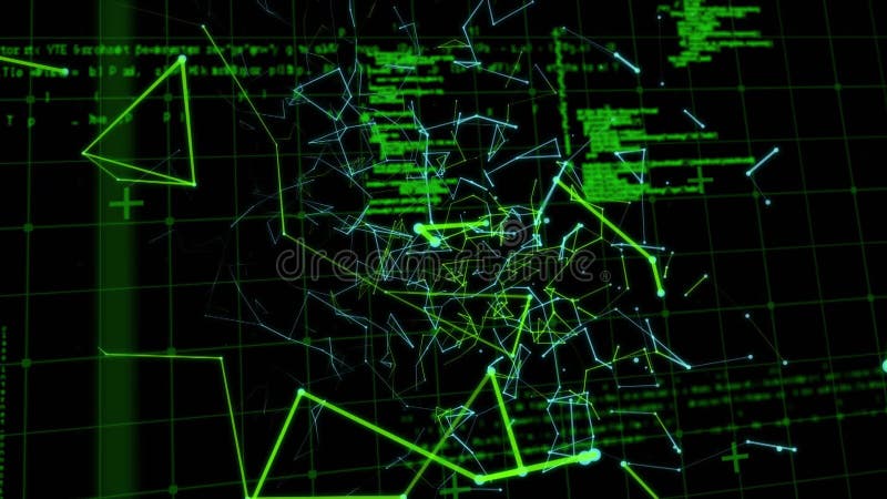 Data Processing Against Network of Connections on Black Background ...