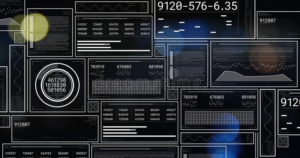 Data Processing and Analysis Image Over Various Digital Interface Screens Stock Illustration ...