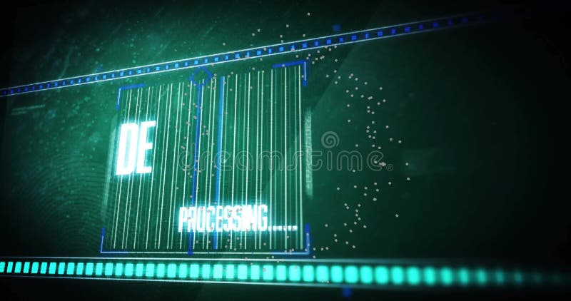 Data Processing Animation with Green Lines and Particles on Dark ...