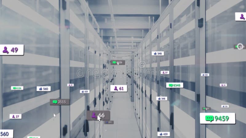 Data Processing Animation Over Server Racks in Modern Data Center Stock ...