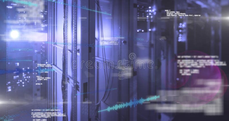 Data Processing Animation Over Servers in Dimly Lit Data Center Stock Video - Video of ...