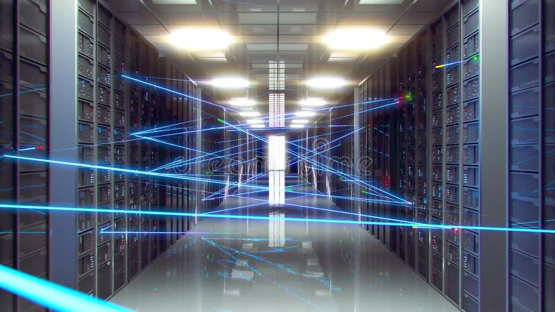 Digital Information Flows through Network and Data Servers Behind Mesh ...