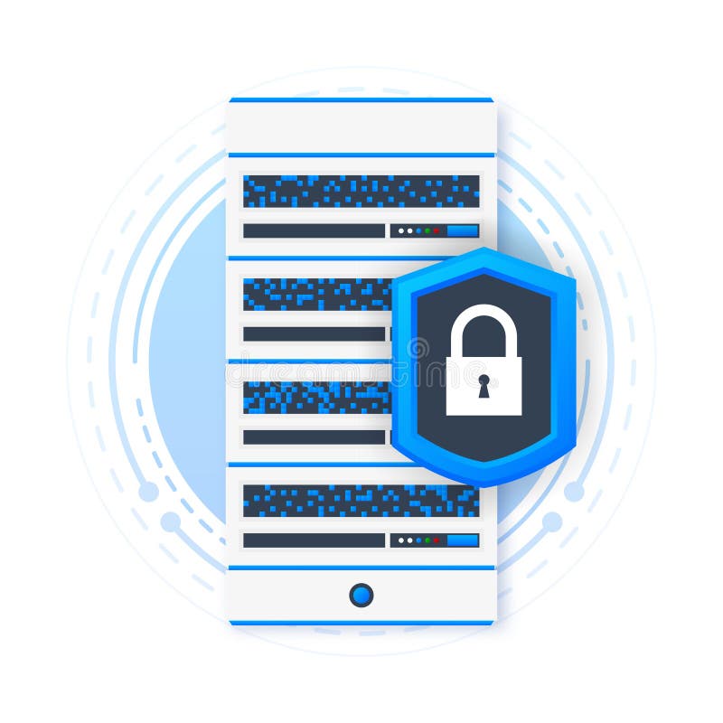 Data Processing Center Protected. Database Secure Concept. Connecting ...