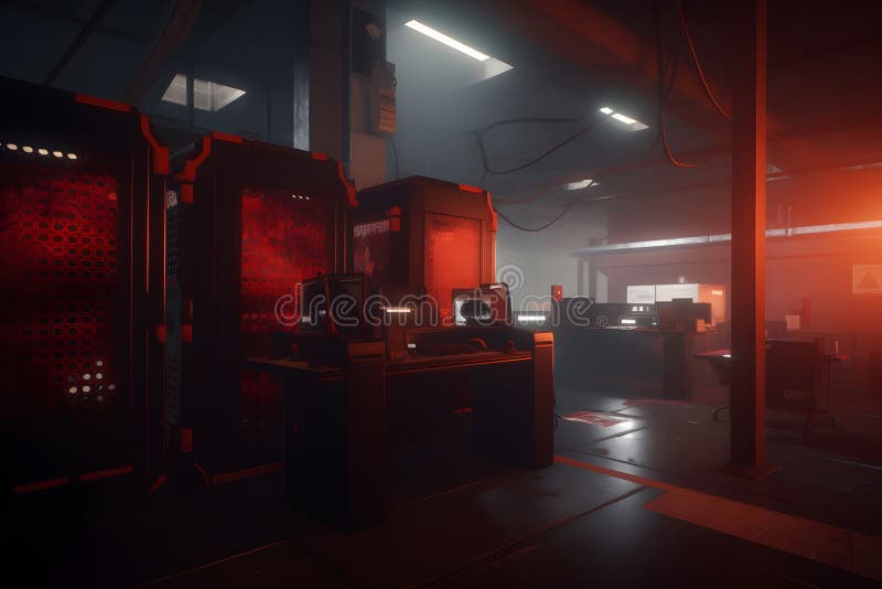 Data Processing Center. Server Room in Red Light Stock Photo - Image of ...