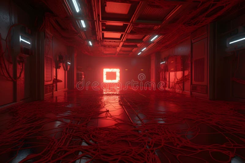 Data Processing Center. Server Room in Red Light Stock Image - Image of ...