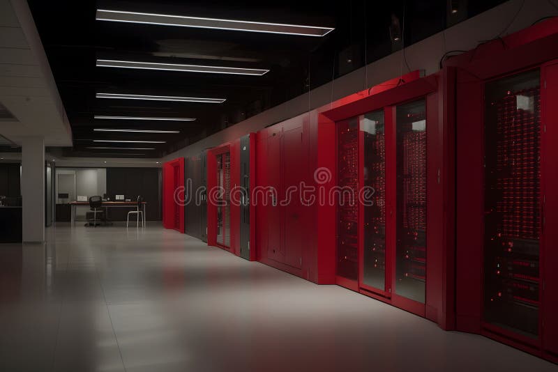Data Processing Center. Server Room in Red Light Stock Image - Image of ...