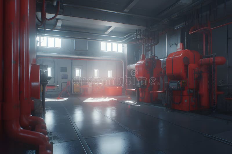 Data Processing Center. Server Room in Red Light Stock Image - Image of ...