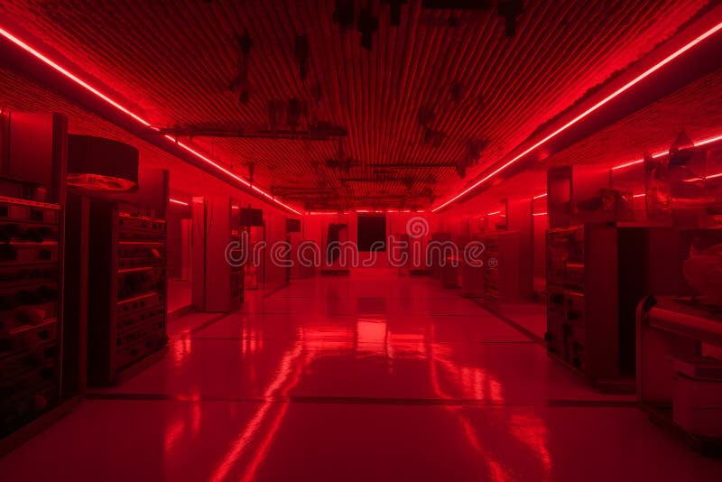 Data Processing Center. Server Room in Red Light Stock Image - Image of ...