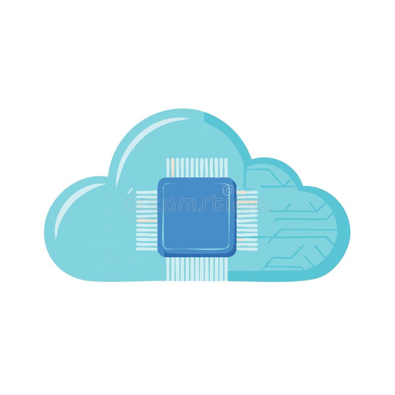 Data Processing Cloud Computing Icon, Blue Tech Circuit Board, Digital ...