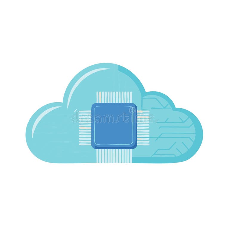 Data Processing Cloud Computing Icon, Blue Tech Circuit Board, Digital ...