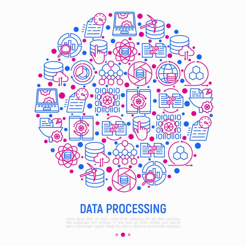Data Processing Concept in Circle Stock Vector - Illustration of mining ...