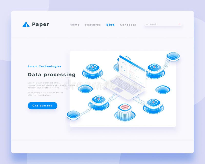 Data Processing Concept Landing Page Header Template Stock Vector ...