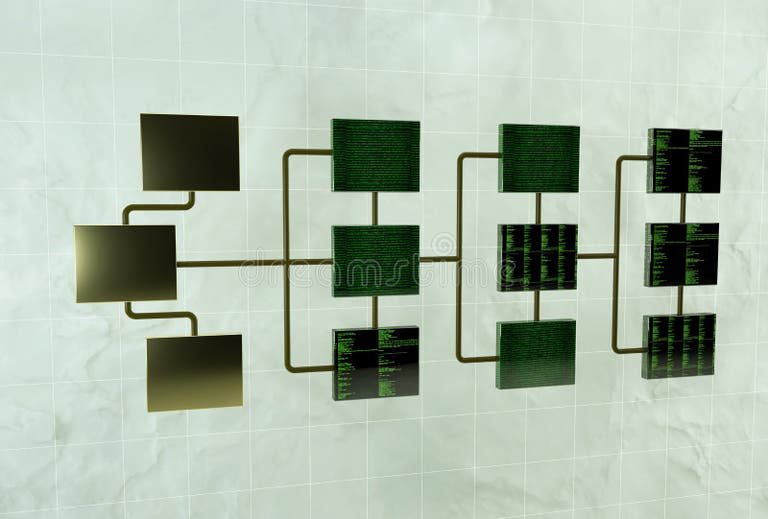 Data Processing. Concept of Network Hierarchy. 3d Render of Network ...