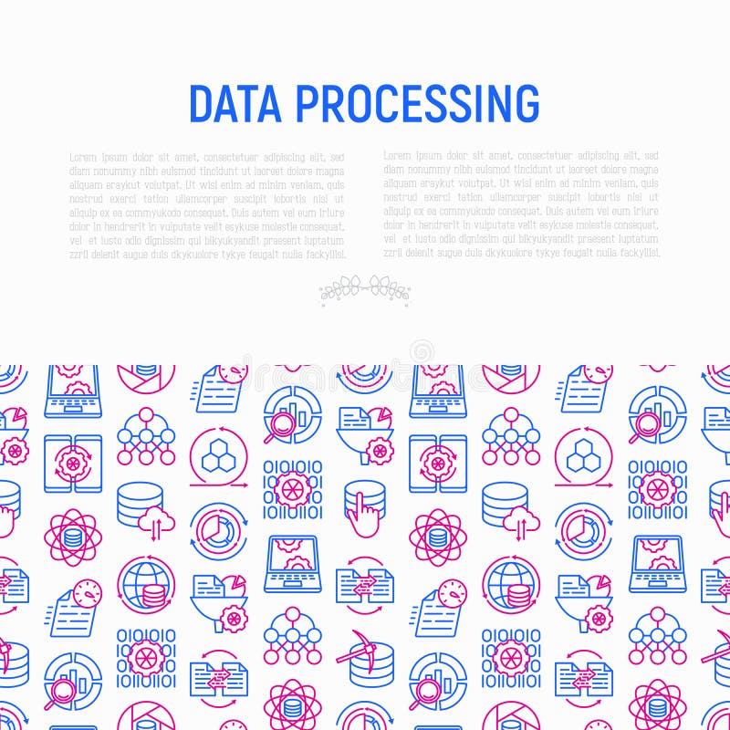 Data Processing Concept with Thin Line Icons Stock Vector ...