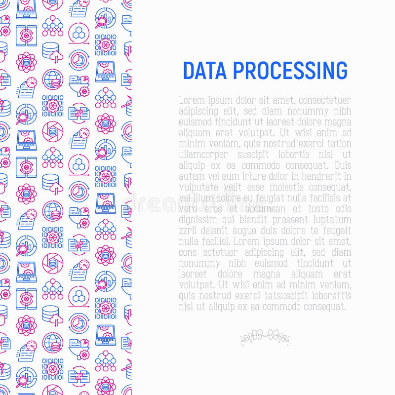 Data Processing Concept with Thin Line Icons Stock Vector ...