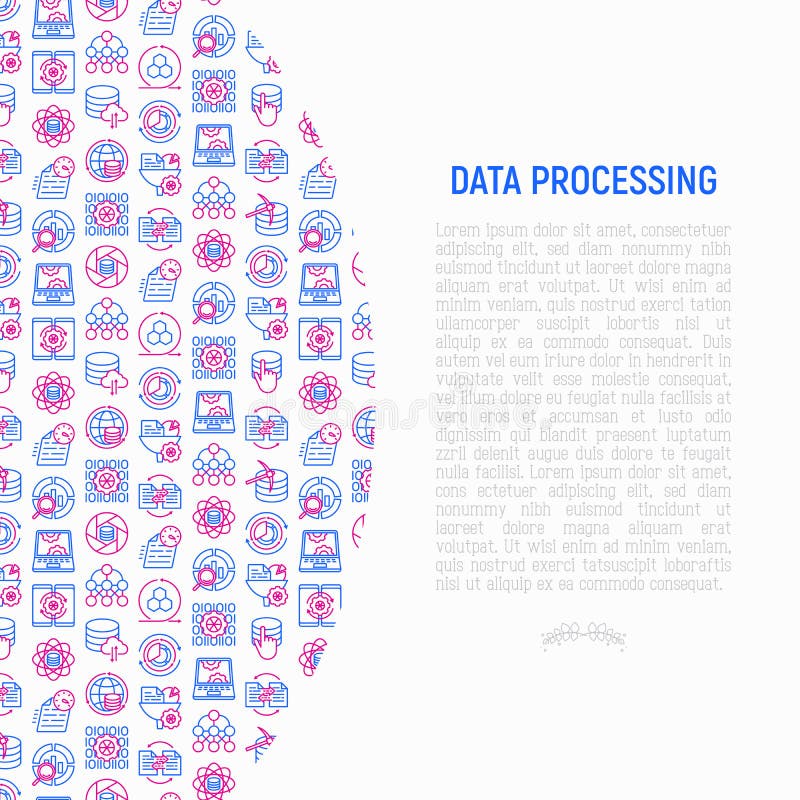 Data Processing Concept with Thin Line Icons Stock Vector - Illustration of icon, graph: 127383848
