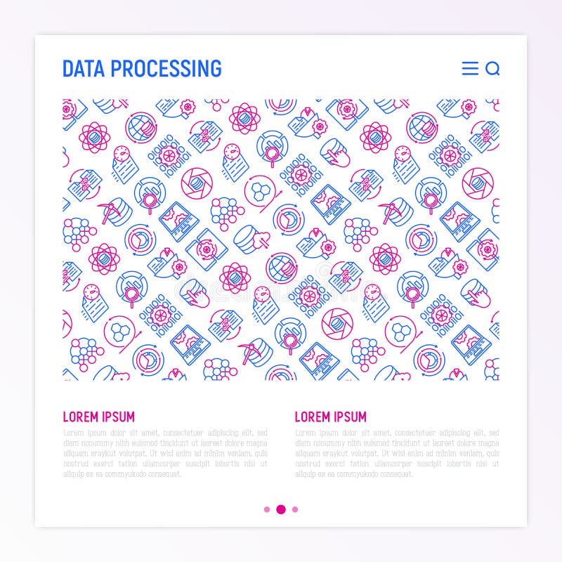 Data Processing Concept with Thin Line Icons Stock Vector - Illustration of database, filtering ...