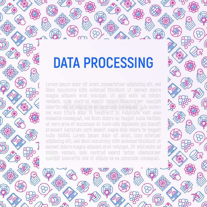Data Processing Concept with Thin Line Icons Stock Vector ...