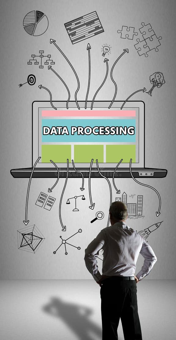 Data Processing Concept Watched by a Businessman Stock Image - Image of ...