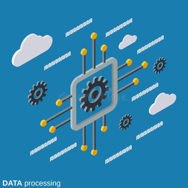Data Processing 3d Isometric Vector Concept Stock Vector - Illustration ...