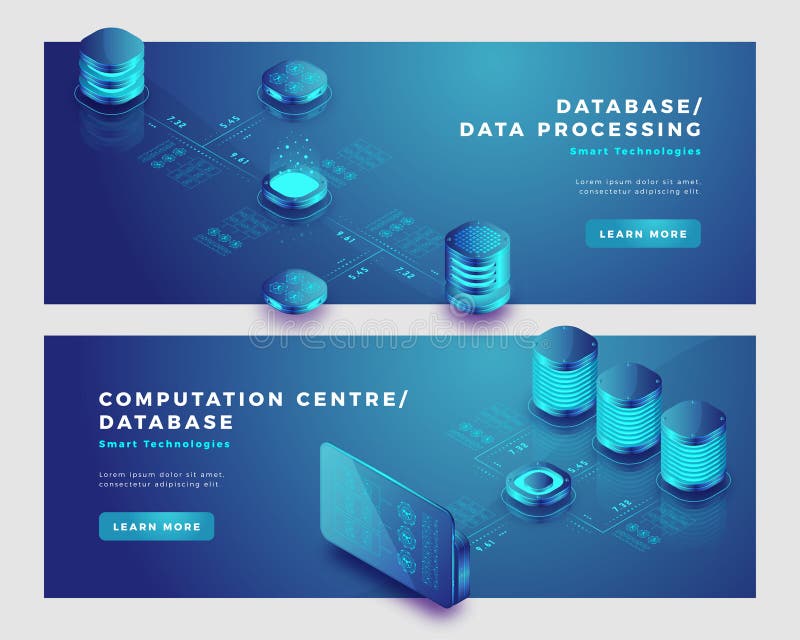 Data Processing and Database Concept Banner Template Stock Vector ...