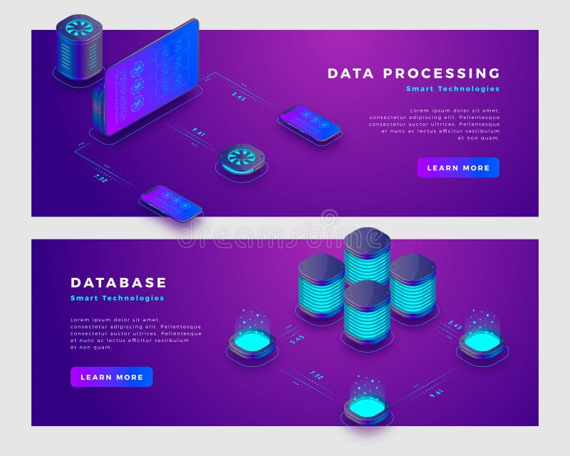 Data Processing and Database Concept Banner Template Stock Vector ...